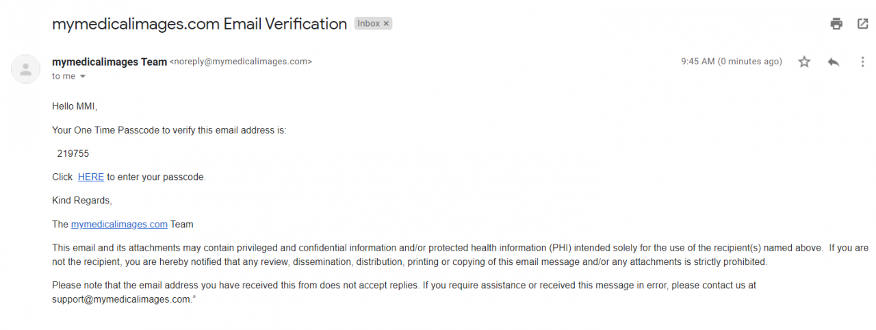 Verifying your Email or Phone Number | mymedicalimages.com